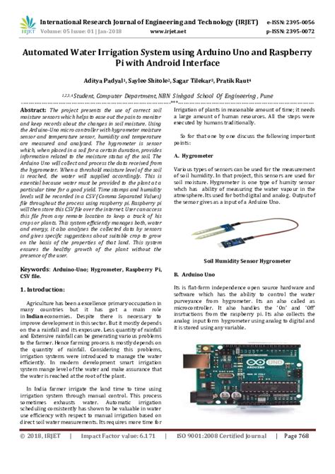 Pdf Automated Water Irrigation System Using Arduino Uno And Raspberry