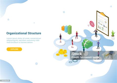 Konsep Struktur Perusahaan Atau Organisasi Dengan Gaya 3d Isometrik Atau Isometri Untuk Template