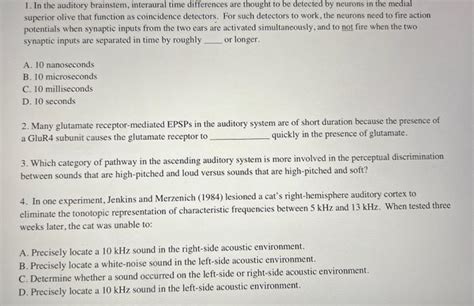 1 In The Auditory Brainstem Interaural Time