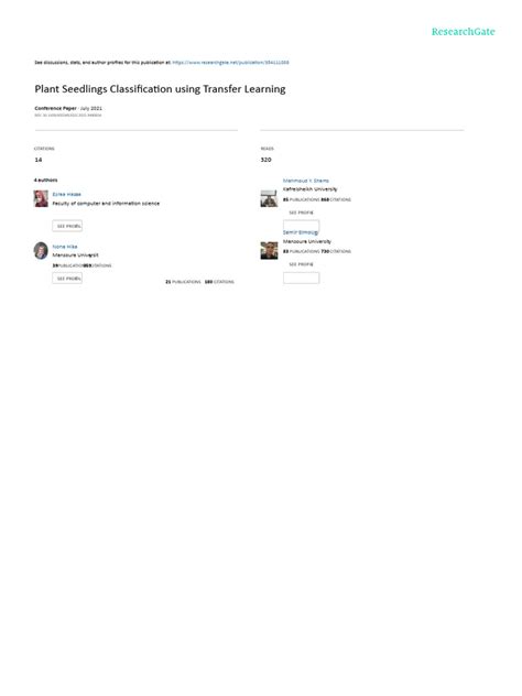 Plant Seedlings Classification Using Transfer Learning July 2021 Pdf Deep Learning