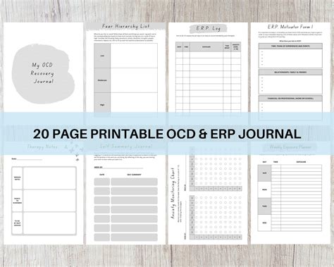 Printable Ocd And Erp Journal Erp Worksheets For Obsessive Compulsive
