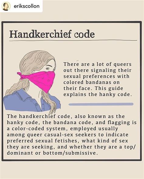 Drawing Of Women Wearing A Hanky On Her Face With Description Of The Hanky Code