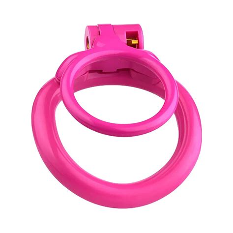 Plastic Pink Chastity Cage Ring With 4 Penis Rings Adult Bdsm Sex Toy