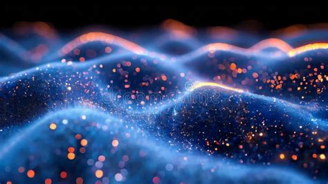 Abstract Digital Wave With Glowing Particles Futuristic Shape With Depth Of Field Stock Video