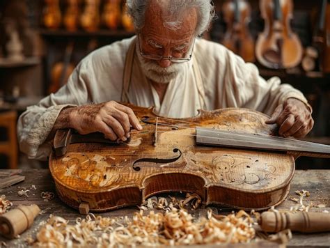 Violin Maker At Work Premium Ai Generated Image