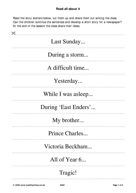 Newspaper Starters Ks2 English Text Types Teachit