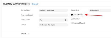 In Script Report How Can I Enable The Add Total Row Feature For