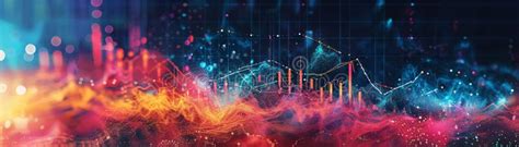 Abstract Digital Data Visualization With Colorful Wave Patterns