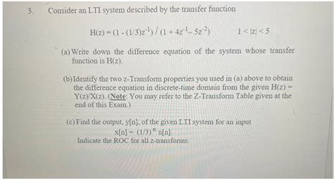 Solved Consider An LTI System Described By The Transfer Chegg