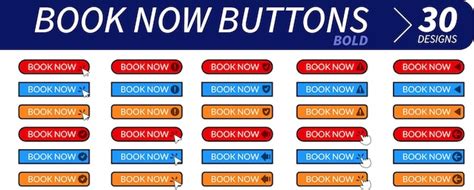 Premium Vector Complete Set Of Professional Book Now Buttons With Hand Pointer Arrow Pointer