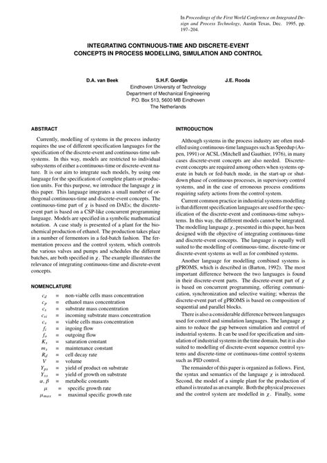 Pdf Integrating Continuous Time And Discrete Event Concepts In