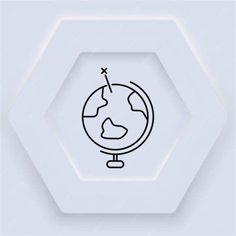Premium Vector World With Pointer Line Icon Globe Geography Orbit Axis Equator Earth Planet
