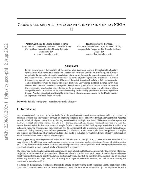 pdf crosswell seismic tomographic inversion using nsga ii