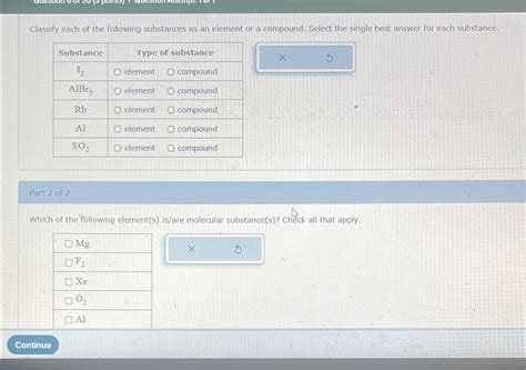 Solved Classify Each Of The Following Substances As An Chegg Com