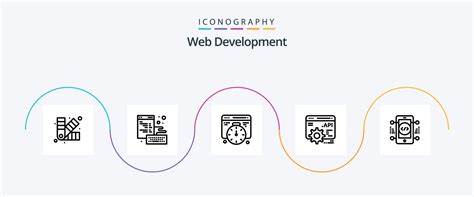 web development line 5 icon pack including web development