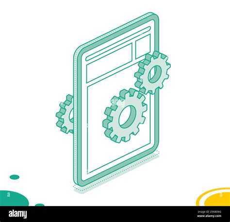 Isometric Concept With Tablet Pc And Gearwheel Application Settings