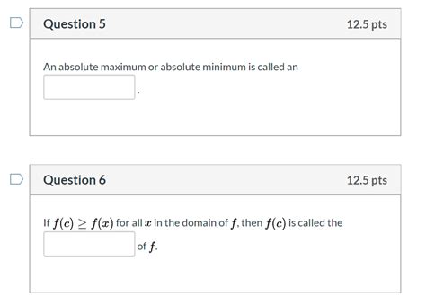 Solved Question 7 12 5 Pts Absolute Extrema If They Exist