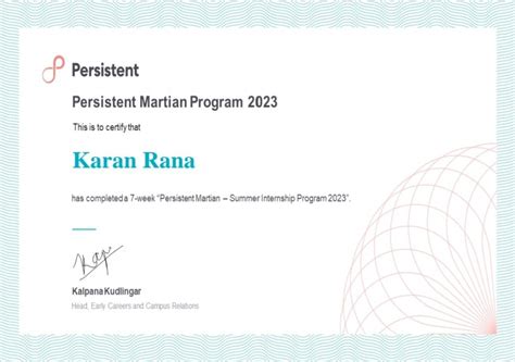 Karan Singh Rana On Linkedin Internship Learning Persistentsystems