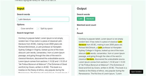 Vue3 Word Highlighter Example Forked Codesandbox