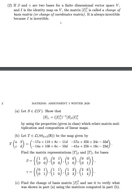 solved 2 if 8 andy are two bases for a finite dimensional