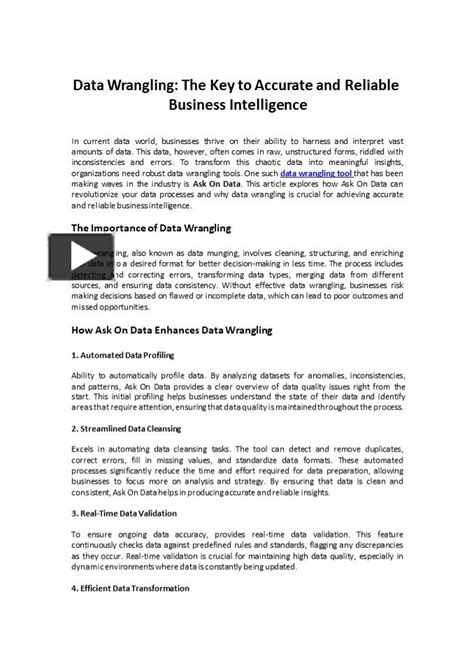 Ppt Data Wrangling Tool The Key To Accurate And Reliable Business