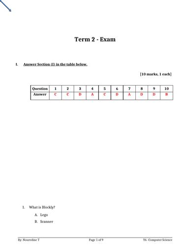 Computational Thinking Exam With Solution And Classroom Ct Activities For Year 6 7 8 9