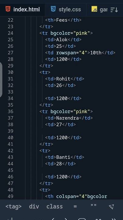 Htmltutorial Table With Attribute Htmlcanvas Youtube