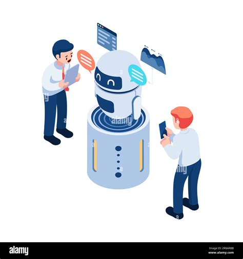Flat 3d Isometric Businessman Use Ai Or Artificial Intelligence Chatbot Machine Learning And
