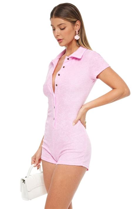 Harlow Button Up Romper Pink M Bad And Boujee Outfits Summer
