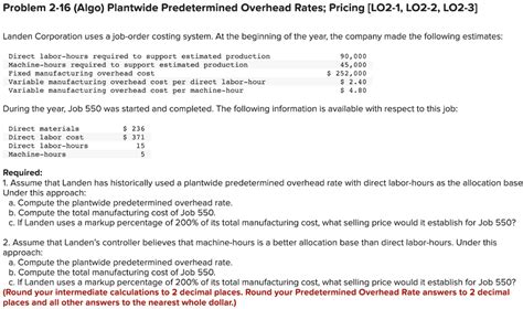 solved problem 2 16 algo plantwide predetermined overhead