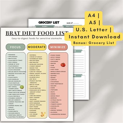 Brat Diet Food List Printable Easy To Digest Foods Chart Focus