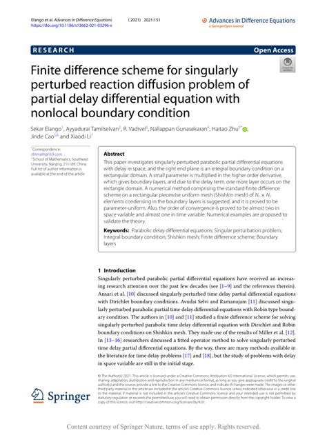 Pdf Finite Difference Scheme For Singularly Perturbed Reaction