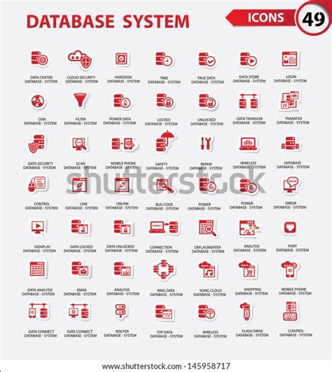 database server computer data security technology icons red version vector