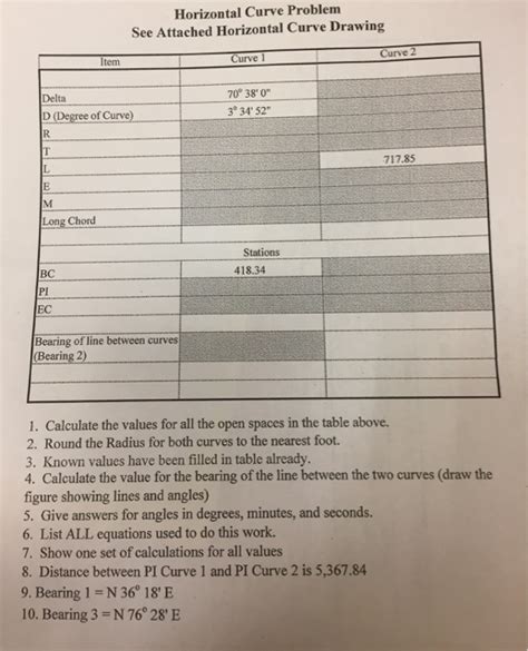 solved a horizontal curve problem surveying 1calculate