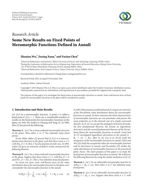 Pdf Some New Results On Fixed Points Of Meromorphic Functions Defined In Annuli