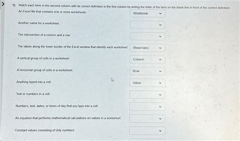 solved match each term in the second column with its correct