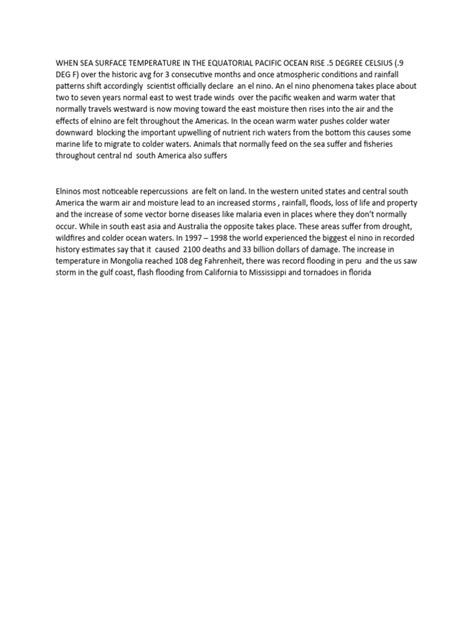 When Sea Surface Temperature In The Equatorial Pacific Ocean Rise Pdf