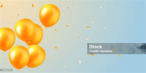 아름 다운 오렌지 3d 풍선 디자인 벡터 배경 배너 템플릿 그림 3차원 형태에 대한 스톡 벡터 아트 및 기타 이미지 3차원 형태 공휴일 금색 Istock