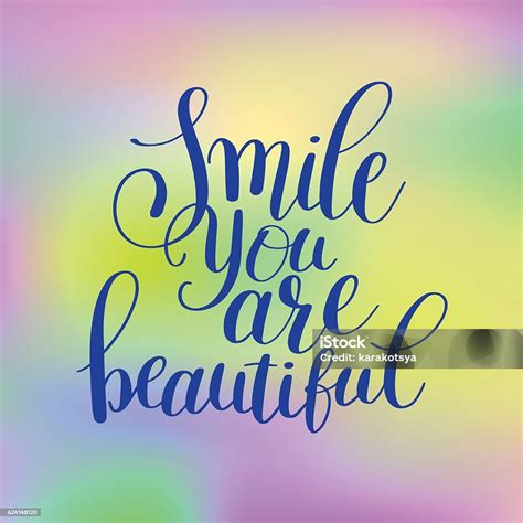 미소 당신은 아름다운 문구 손 문자 긍정적 인 견적입니다 건강관리와 의술에 대한 스톡 벡터 아트 및 기타 이미지 건강관리와