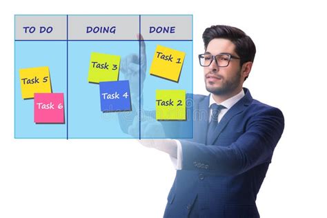 Businessman Working On Kanban Board With Tasks Stock Image Image Of Kanban Teamwork 292766023
