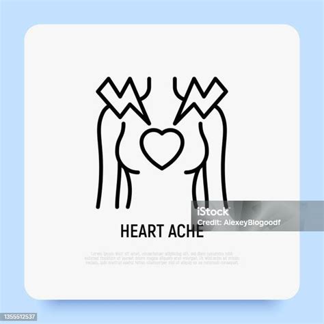 심장은 얇은 선 아이콘을 아프다 심장 마비 경색 병에 걸린 심장 스트레스 부정맥 여성의 몸 벡터 그림입니다 가슴통증에 대한 스톡 벡터 아트 및 기타 이미지 Istock