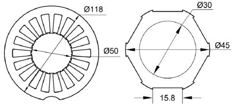 The Main Sizes In Mm Of The Stator And Rotor Iron Core Laminations