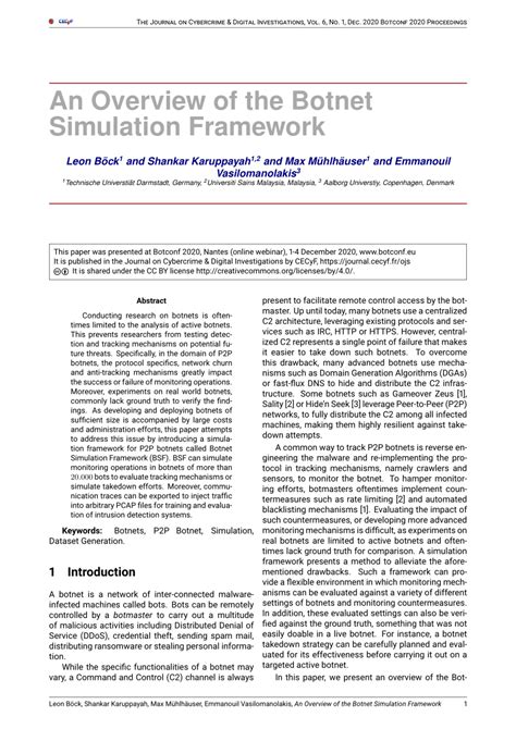 pdf an overview of the botnet simulation framework