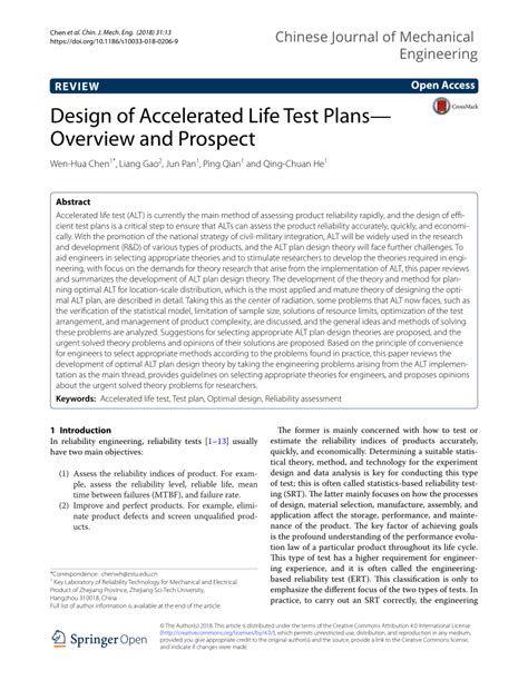 Pdf Design Of Accelerated Life Test Plans—overview And Prospect