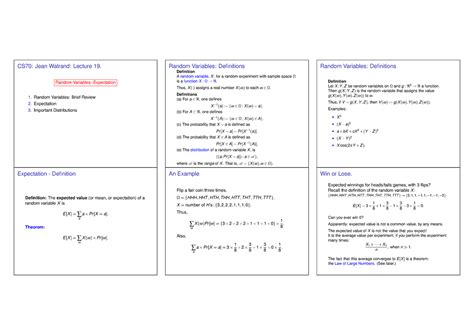 lec 19 cs70 jean walrand lecture 19 random variables expectation