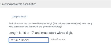 Solved Counting Password Possibilities Jump To Level 1 Each