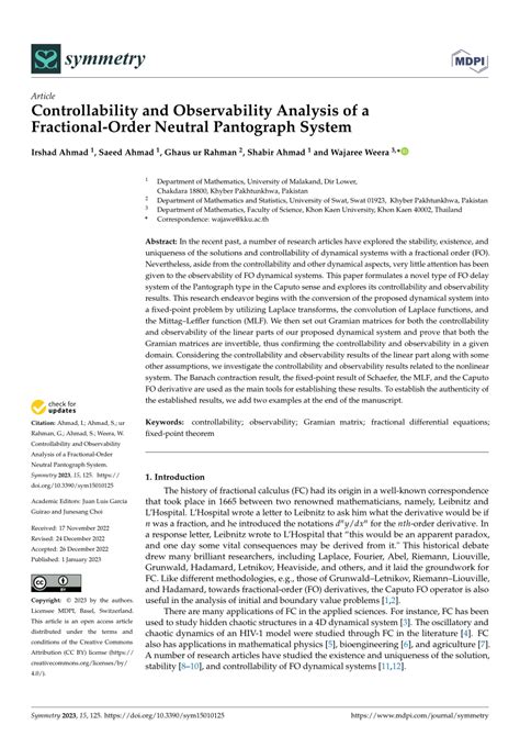 pdf controllability and observability analysis of a fractional order