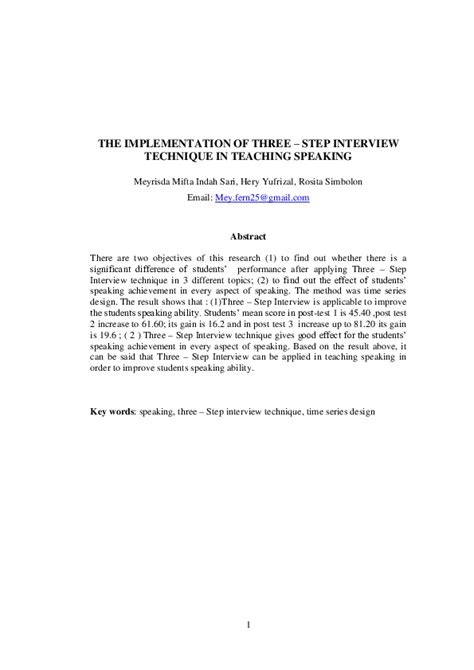 Pdf The Implementation Of Three Step Interview Technique In