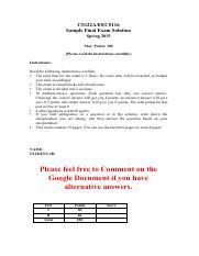 Sample Final Solution CS122A EECS116 SampleFinalExamSolution Spring2015 Max Points 100