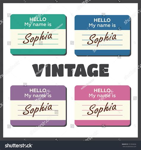 Hello My Name Introduction Cards Vintage Stock Vector Royalty Free Shutterstock